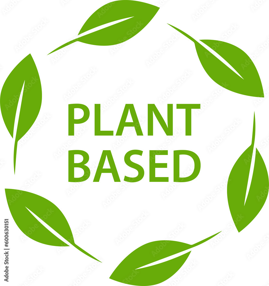 Plant based icon healthy food symbol vegan badge, vegetarian sign for ...