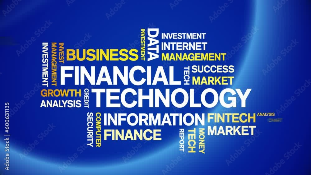 4k Financial Technology Animated Tag Word Cloud;Text Design Animation ...