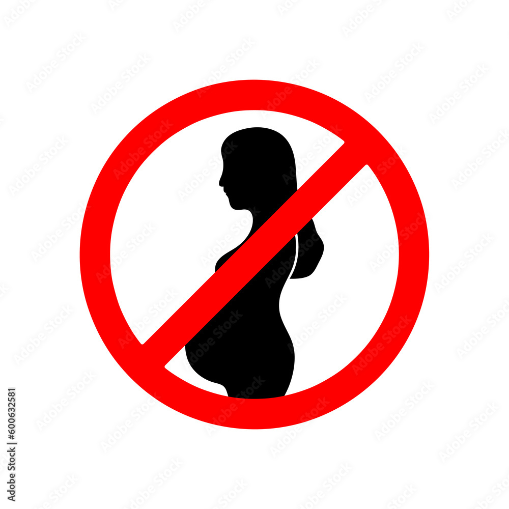 Pregnant woman prohibited sign. Red circle cross out Background ...