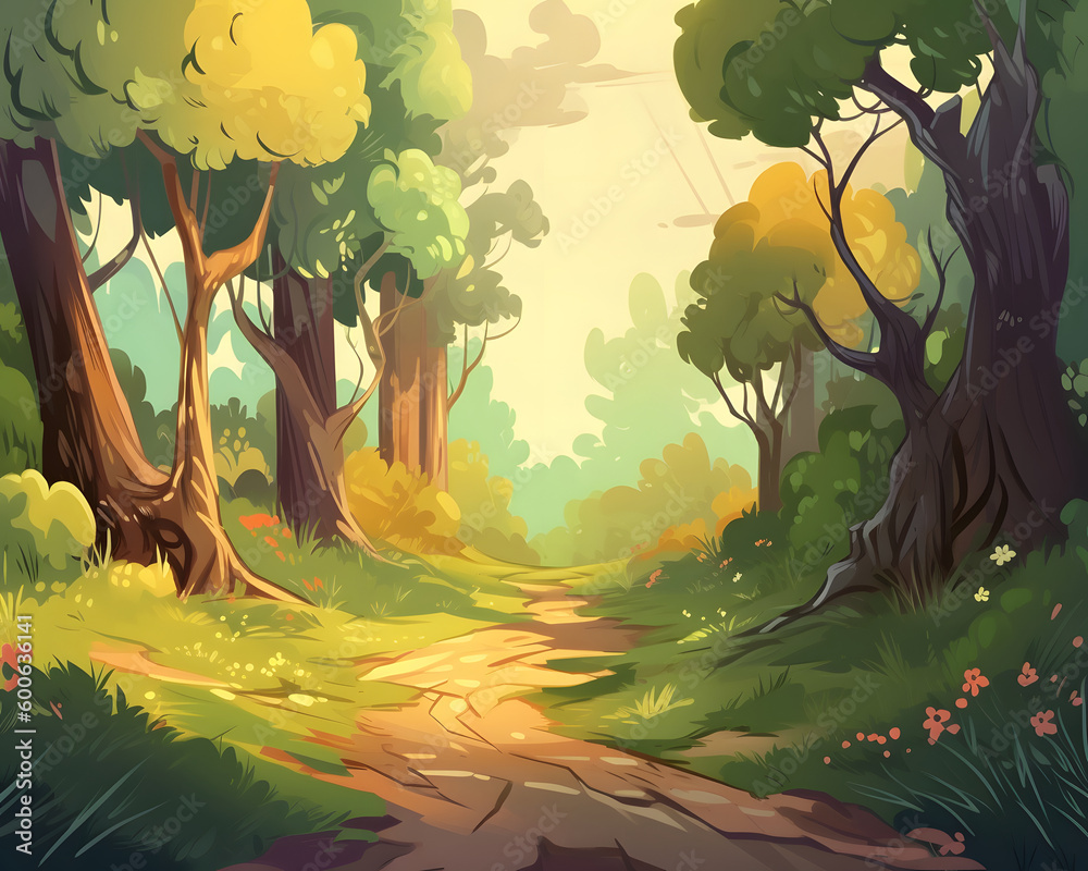 Beautiful nature forest landscape, Footpath in summer forest on a sunny ...