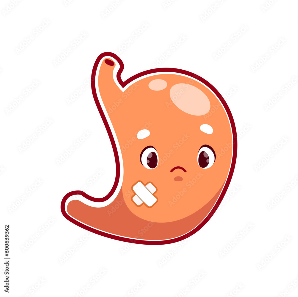 Cartoon sick stomach organ character, vector human anatomy. Cute ...