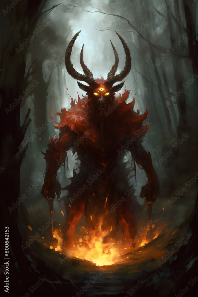 horned monster third eye clairvoyant creature from hell devils army ...