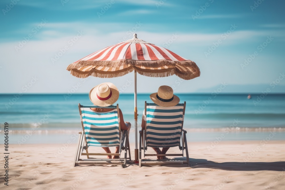 Beach Summer Couple On Island Vacation Holiday Relax In The Sun On