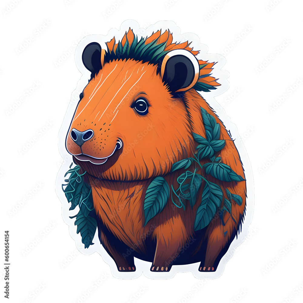 Capybara Sticker illustration, Png Image Ready To Use. Animal Sticker ...