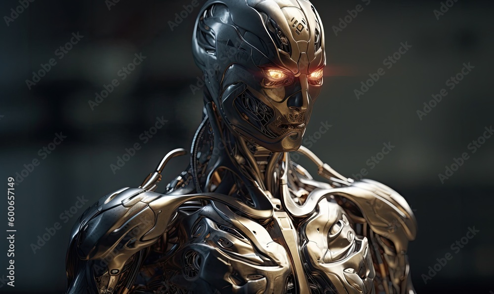 A body modified with metallic cyborg technology Creating using ...