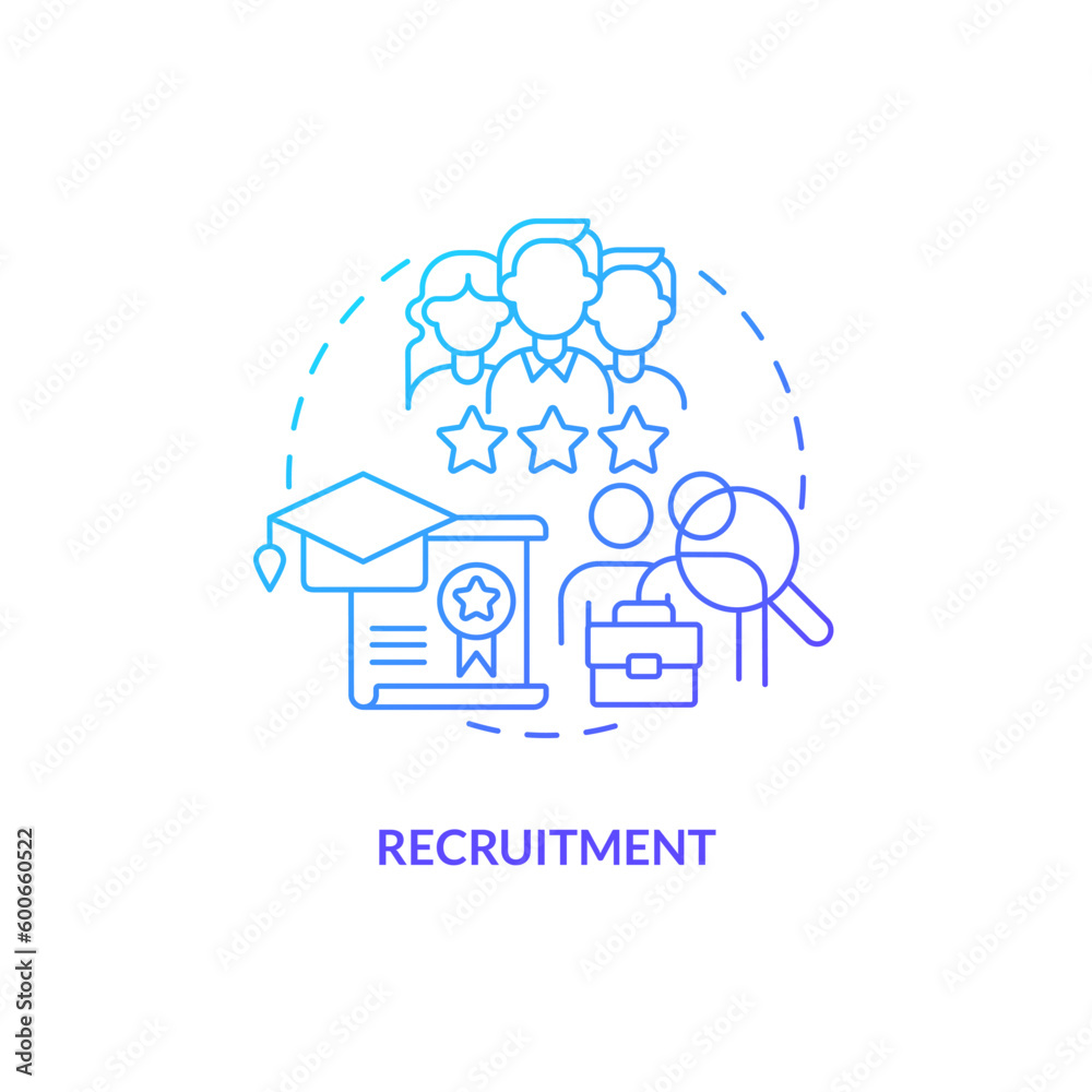 Recruitment blue gradient concept icon. Talent management. Employment ...