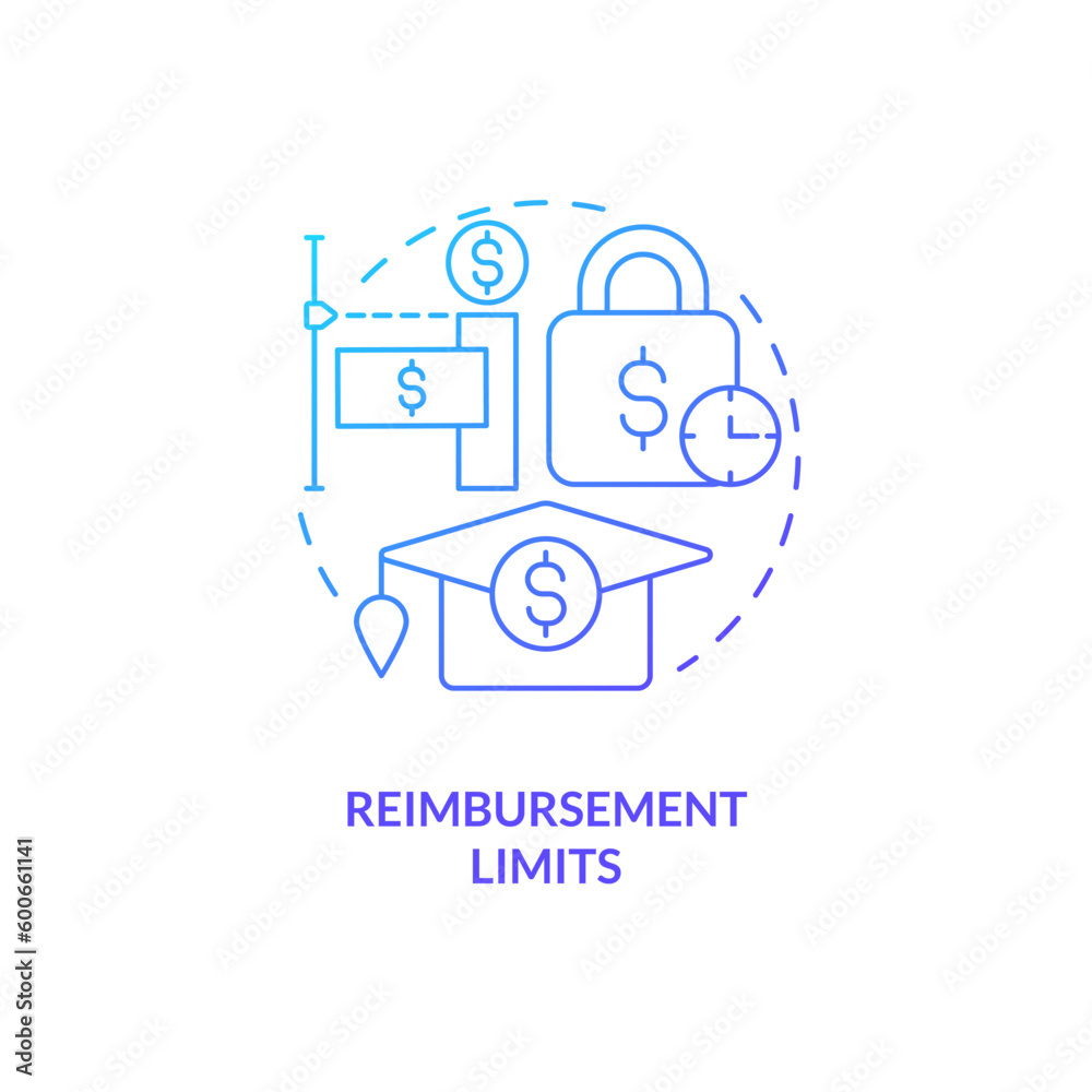 Reimbursement limits blue gradient concept icon. Financial assistance ...