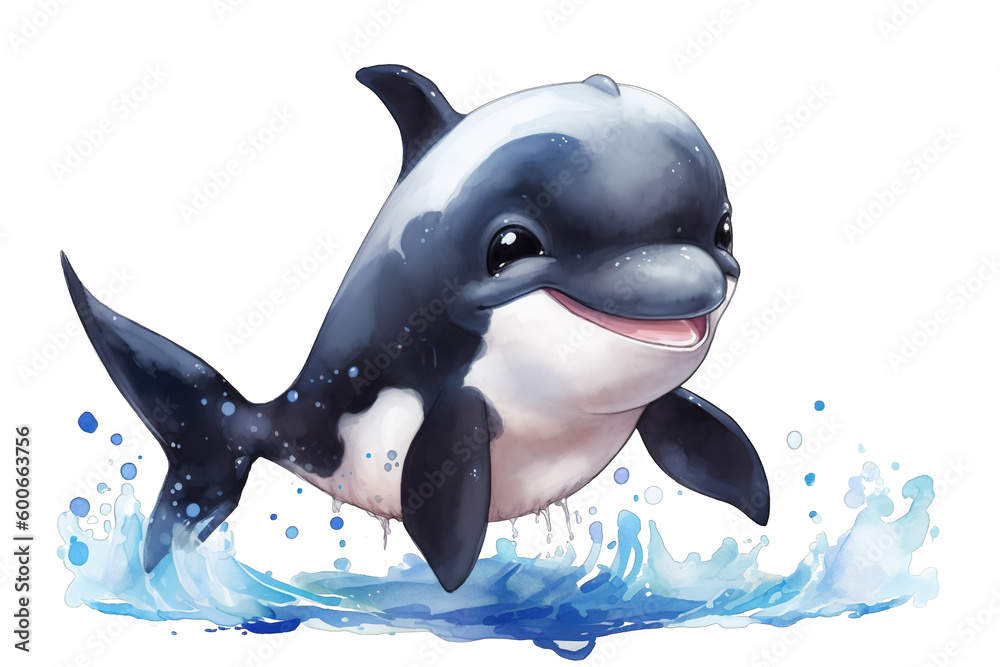 super cute baby orca full body view massive blue eyes and big head ...