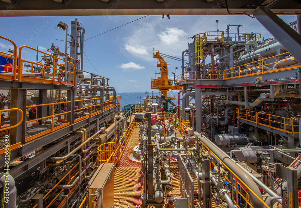 Production deck onboard offshore oil platform Stock Photo | Adobe Stock