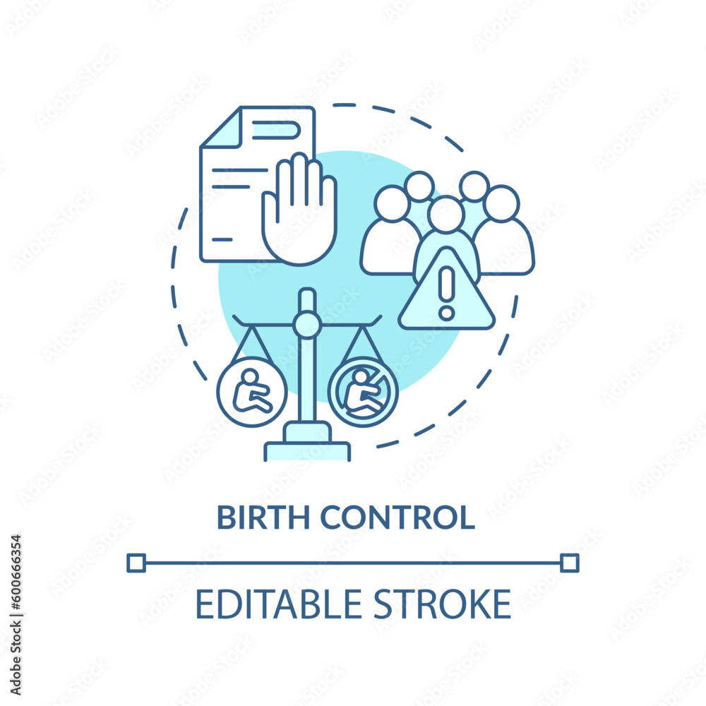 Birth control turquoise concept icon. Contraceptive method. Pregnancy ...