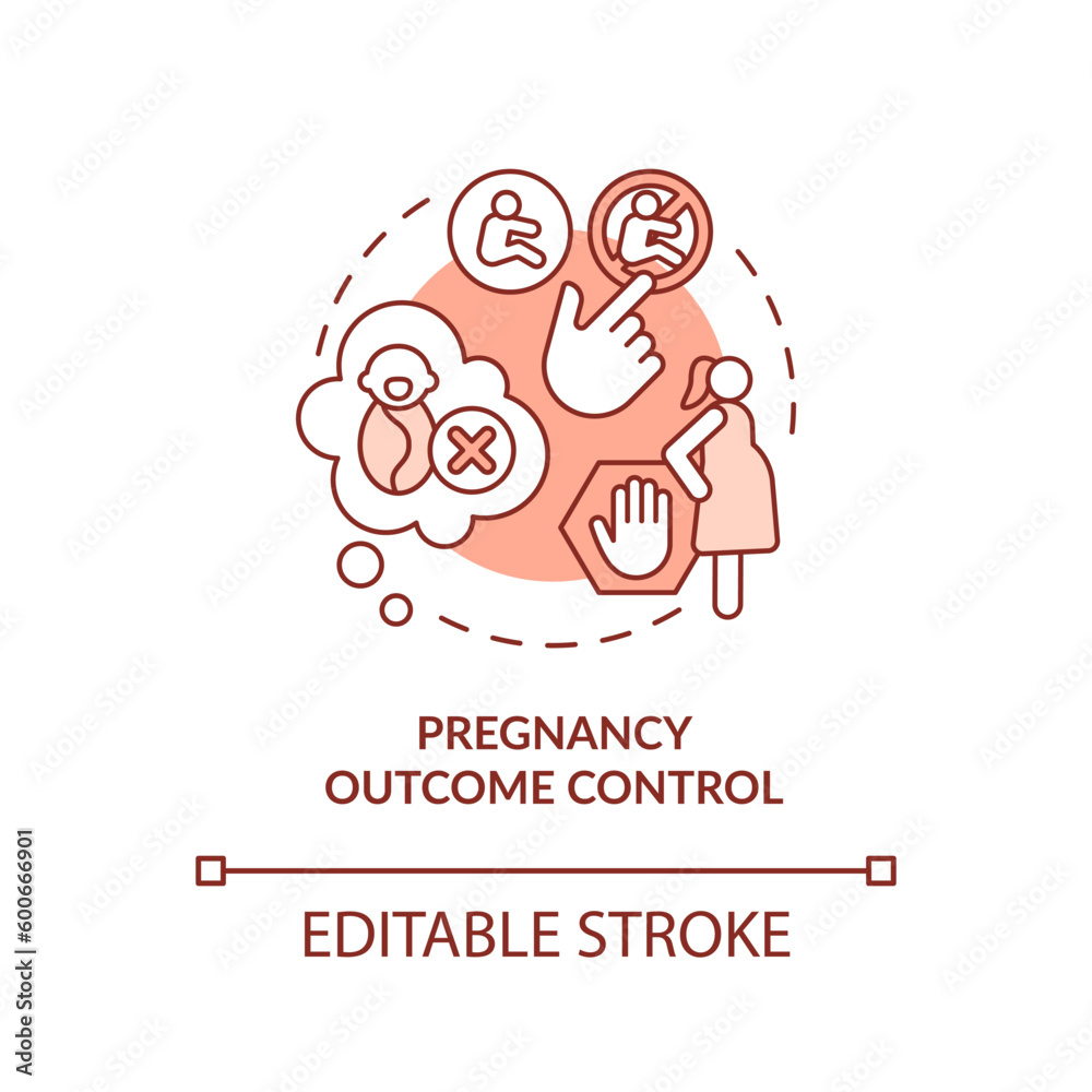 Pregnancy outcome control red concept icon. Family violence. Decision ...