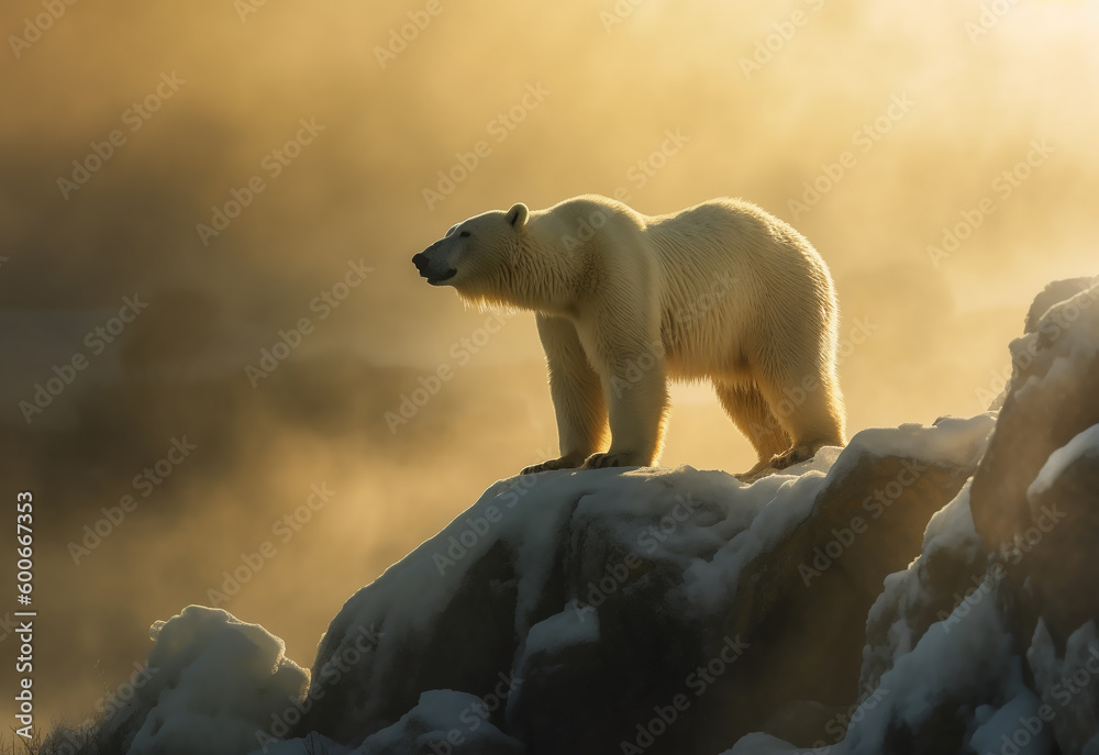 polar bears are walking on the melting Arctic sea ice and river ...