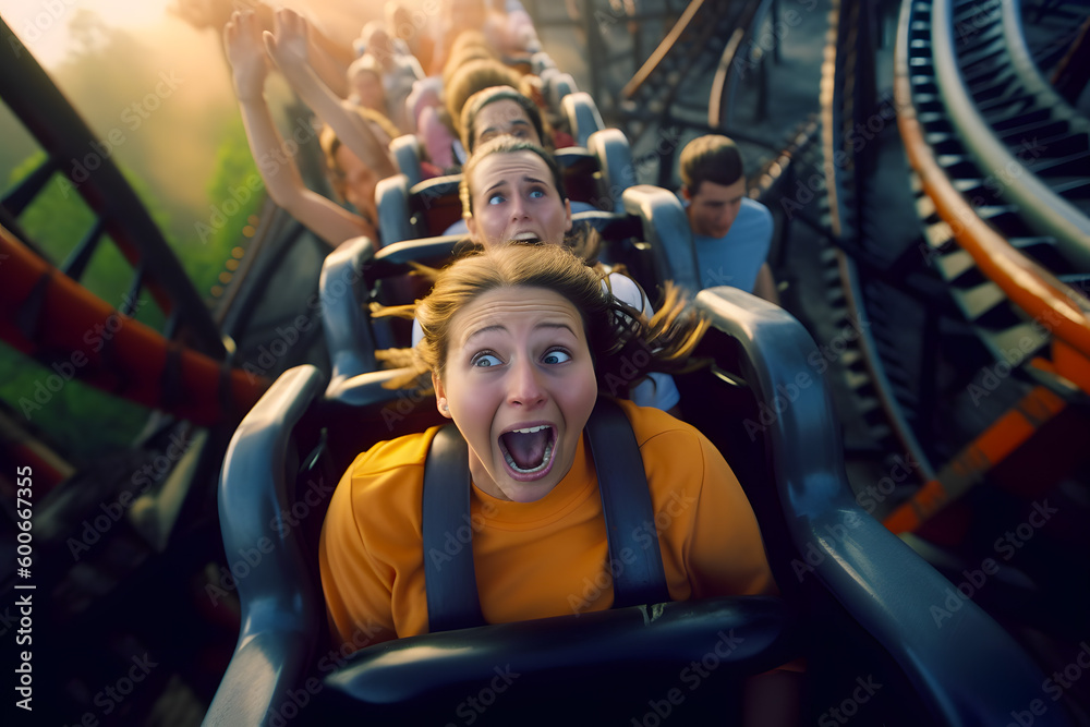 Girl Screaming On Roller Coaster