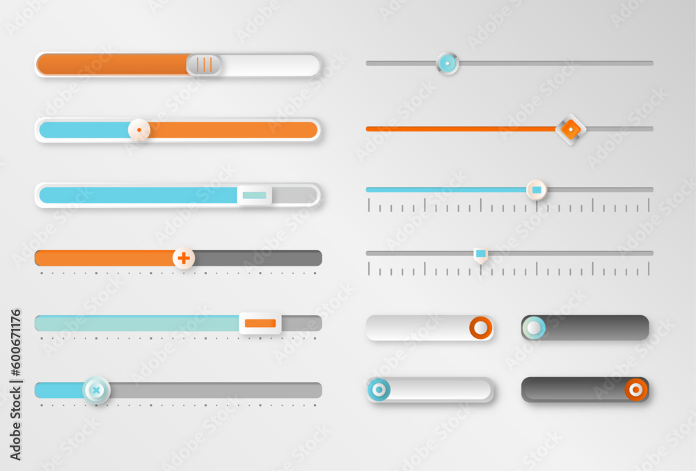 Neumorphic UI, user interface sliders Stock Vector | Adobe Stock