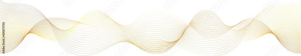 3d wavy gold lines swoosh on white background. Luxury beauty thin ...