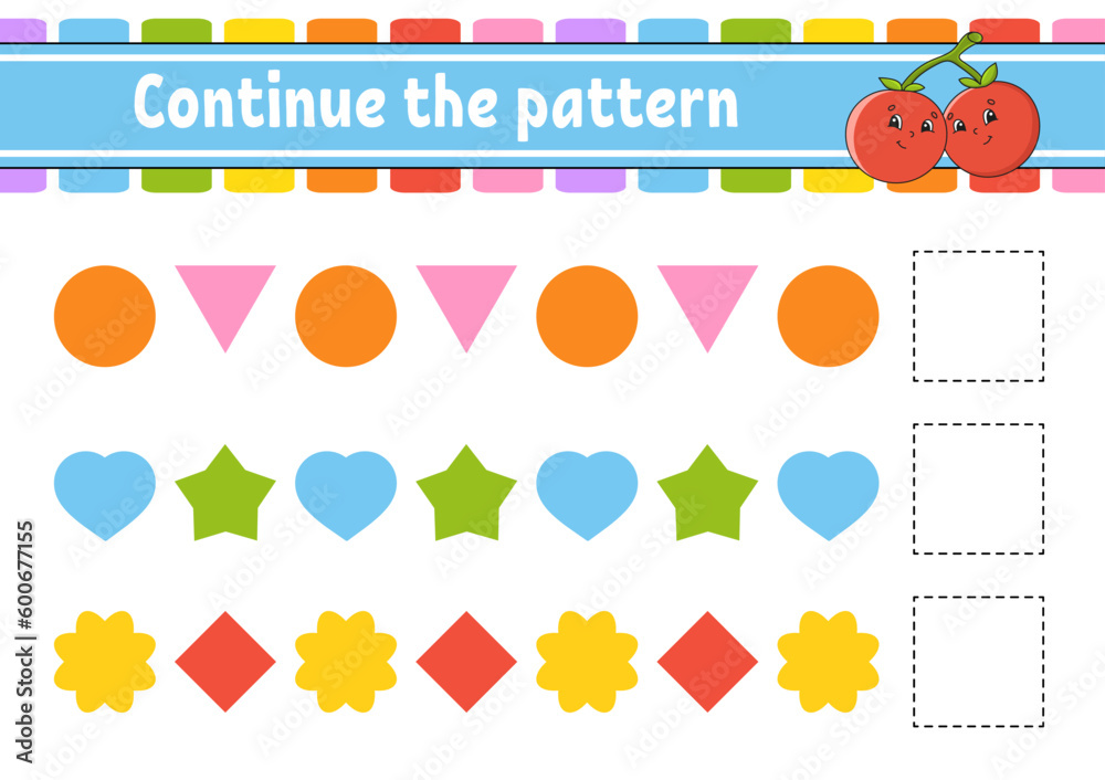 Continue the pattern. Education developing worksheet. Game for kids ...