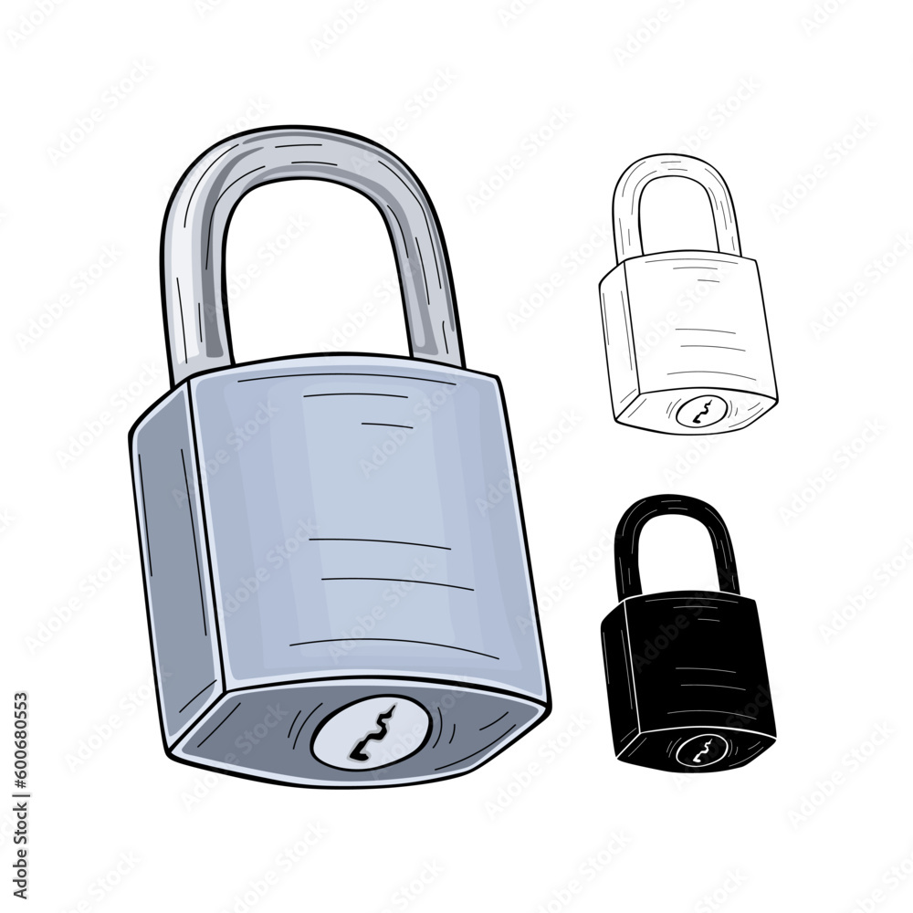 cartoon blue lock, isolated on white background Stock Vector | Adobe Stock
