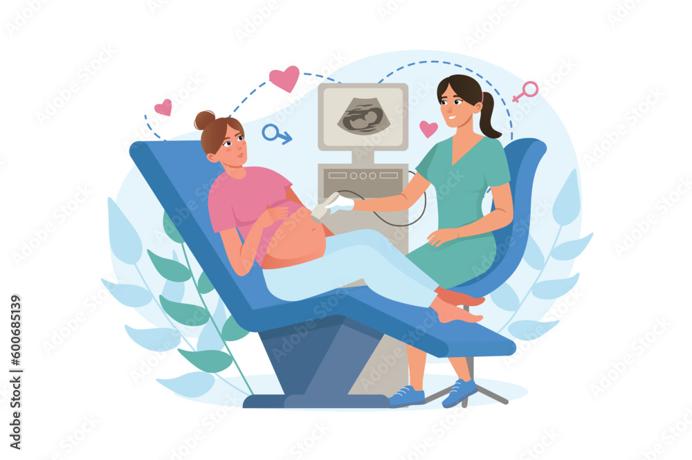 Vetor do Stock: Medicine concept Pregnancy scan with people scene in ...