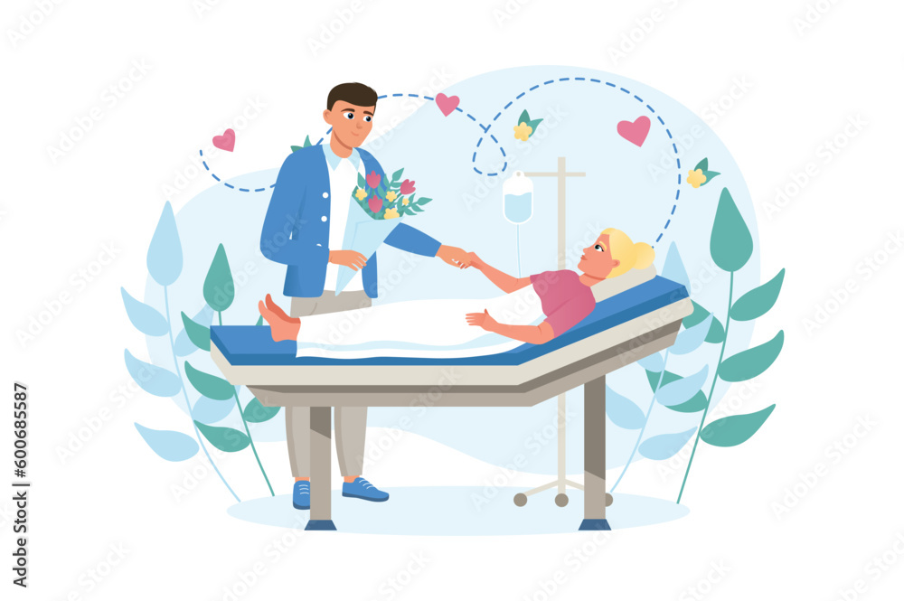 Vettoriale Stock Medicine concept Hospital visitors with people scene ...