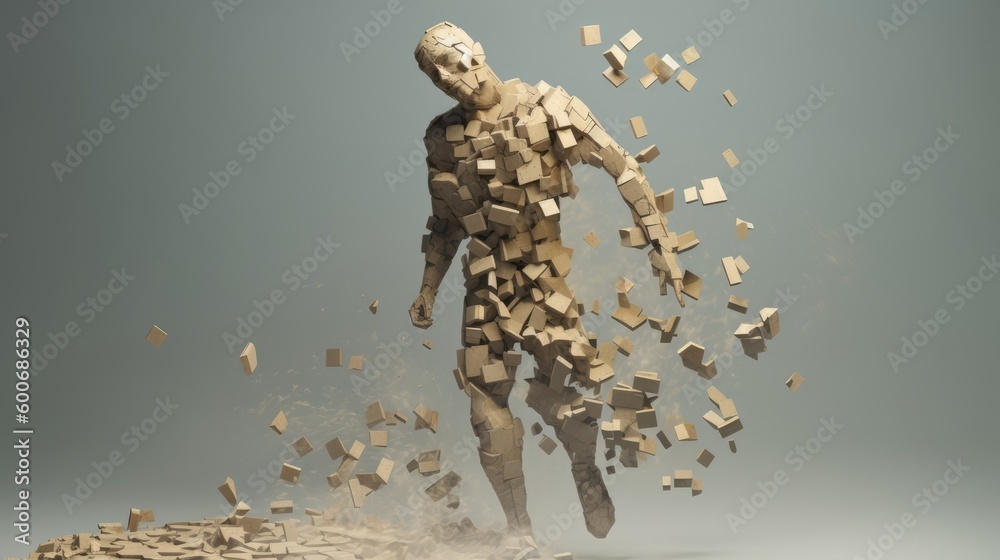 Intriguing Human Body Shape Composed of Disintegrating Tessellated ...