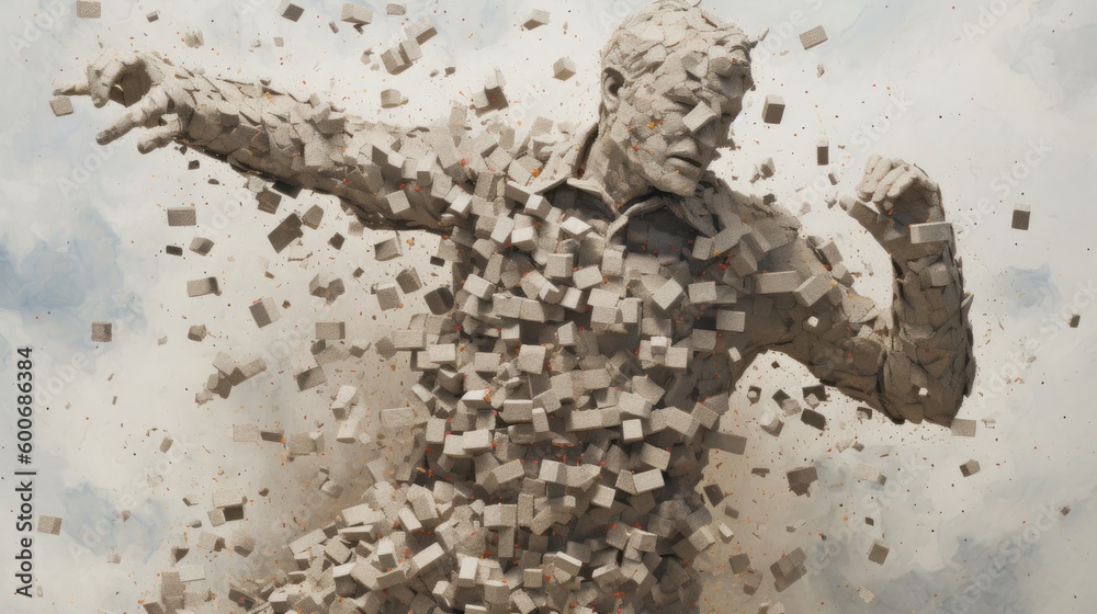 Intriguing Human Body Shape Composed of Disintegrating Tessellated ...