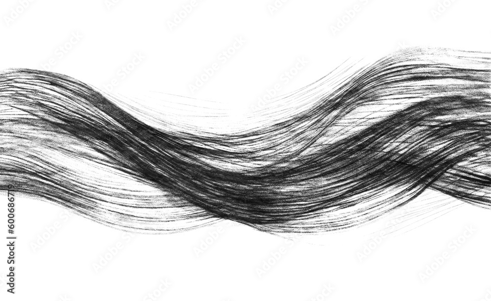 Wavy lines banner in charcoal drawing sketch style isolated on ...