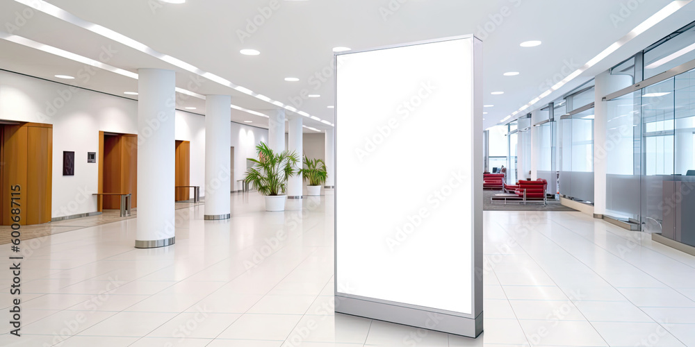 Mockup of an empty vertical sign in a modern office - Generative AI ...