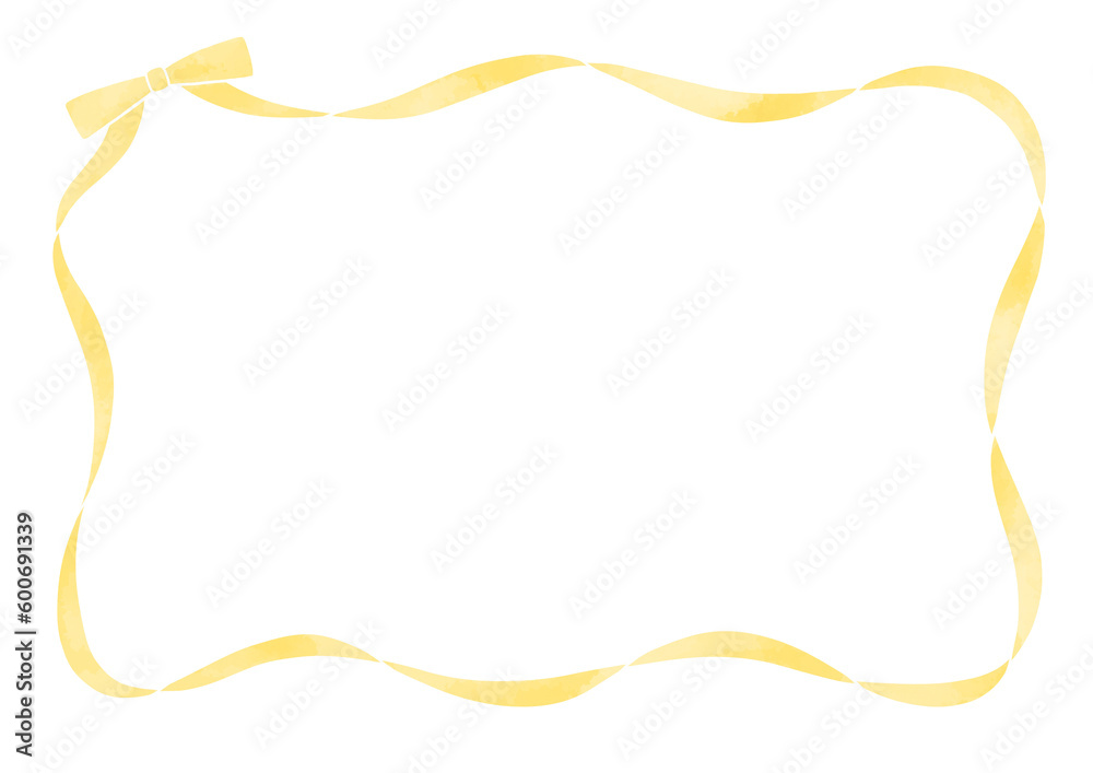 黄色いリボンの水彩風フレーム素材 Stock Illustration | Adobe Stock