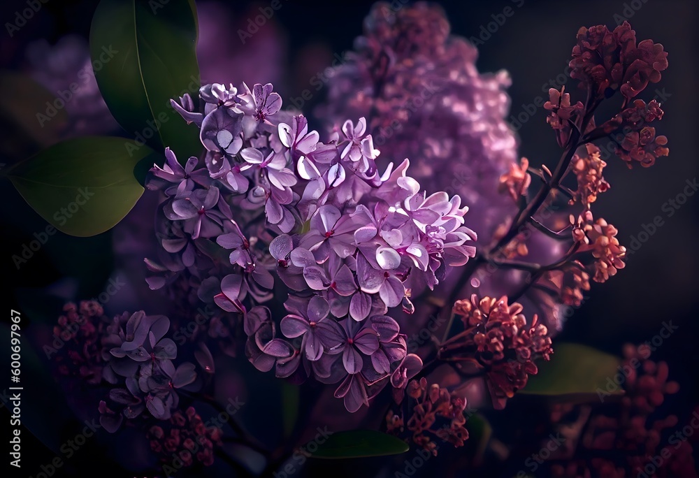 purple lilacs blooming in the spring, Generative AI , .highly detailed ...