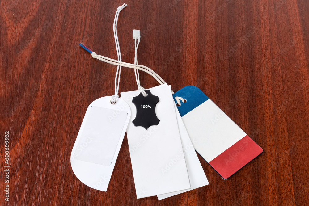 Blank carton clothing swing tags different forms and colors Stock Photo ...