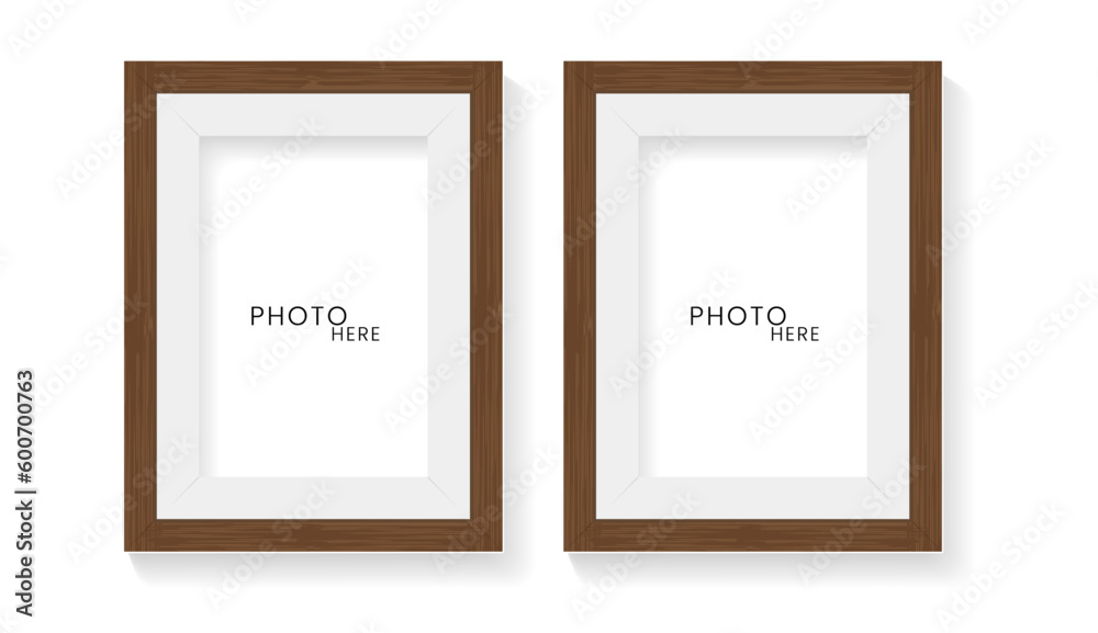 Two realistic photo frame mock up on isolated white wall design, 2 ...