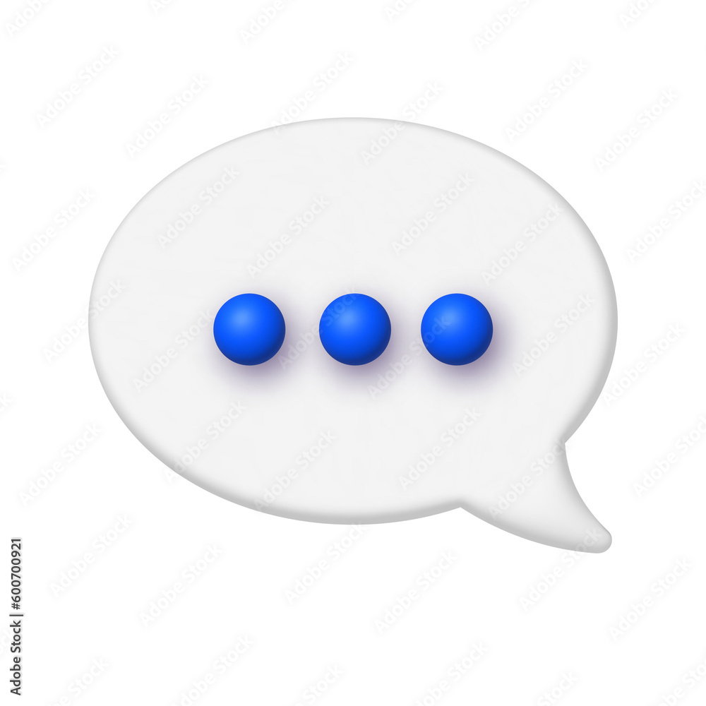 Communication Chat 3d Icon White Speech Bubble With Three Blue Dots