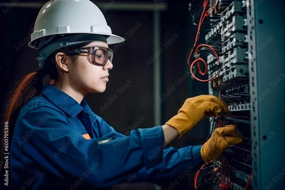 Generative AI illustration of a Professional electrician woman ...