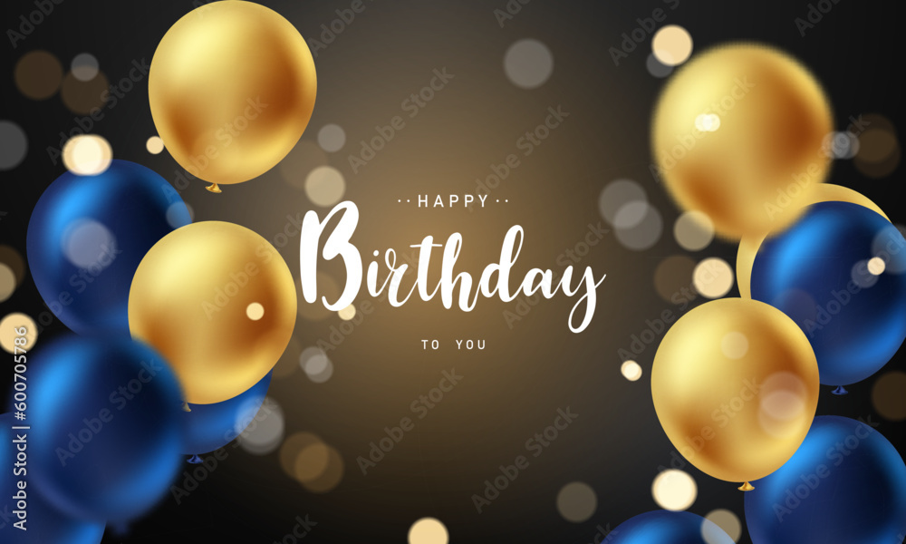 Celebrate your birthday background with beautiful gold and blue ...