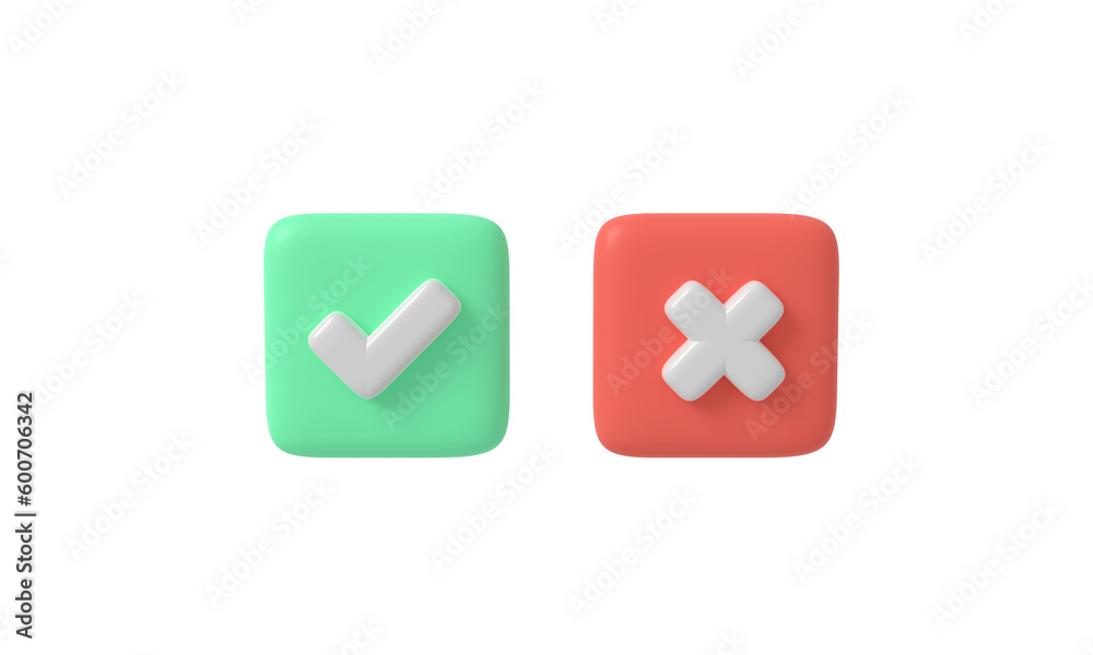 checkmark and x or confirm. Like or correct icon isolated white ...