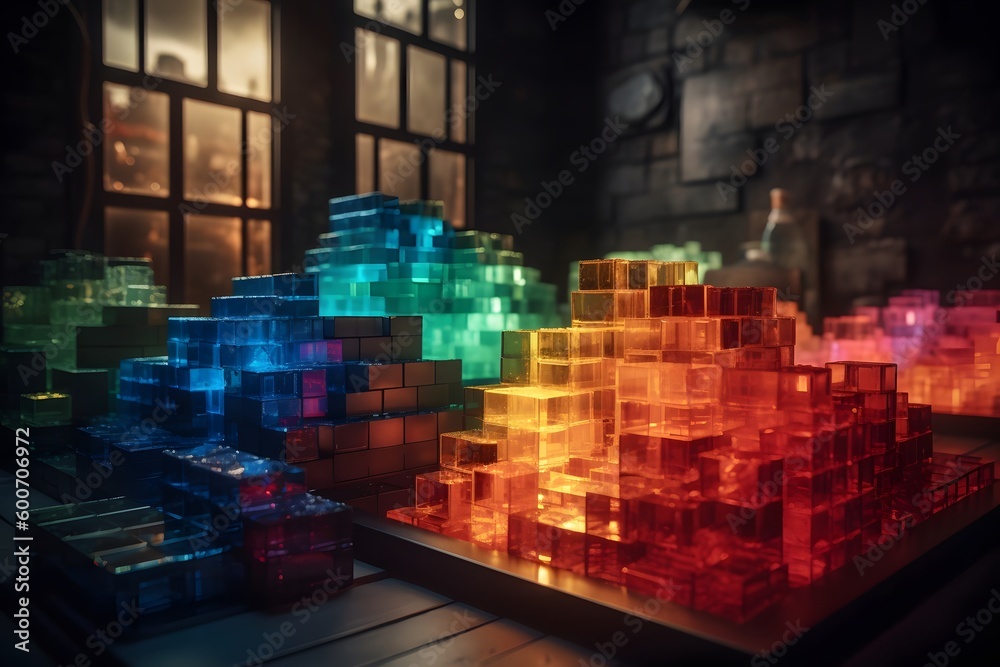 Colorful blocks of light , .highly detailed, cinematic shot photo taken ...