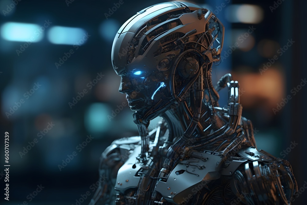 Futuristic android in a sci-fi setting , .highly detailed, cinematic ...
