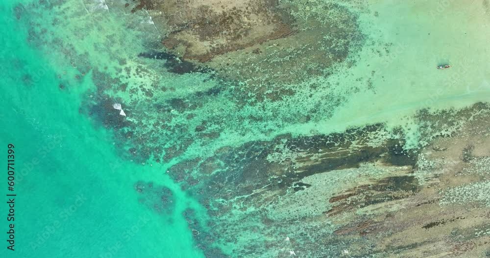 .aerial top view Extensive coral reef territory and deep in the sea ...