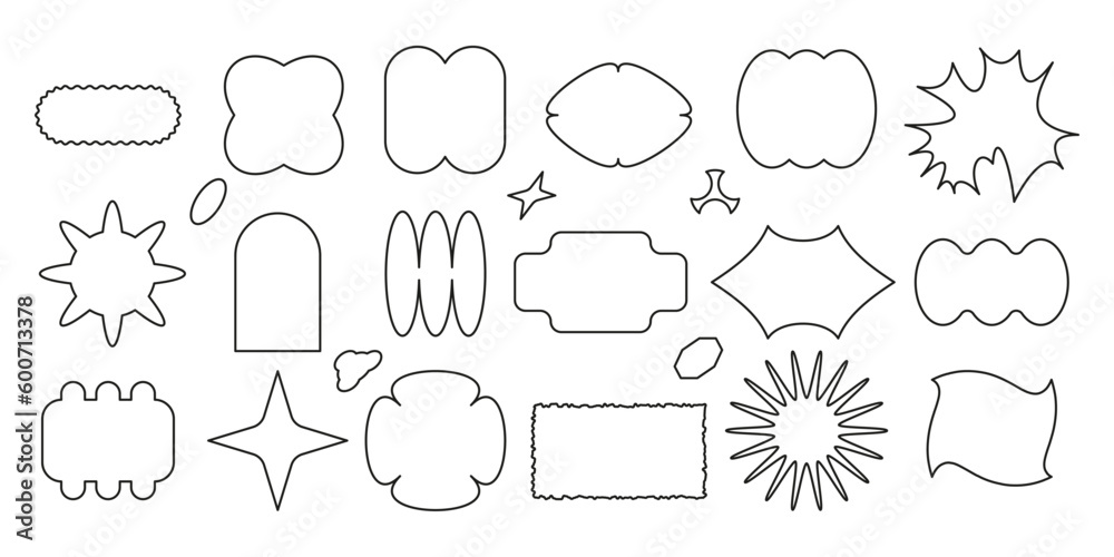 Simple line frames design elements set. Abstract geometric shapes with ...