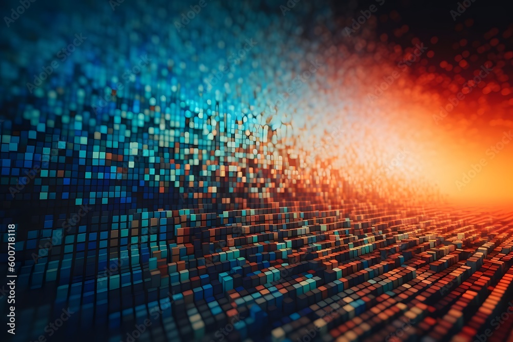 A mosaic of random pixels in a gradient pattern. Background with pixel ...