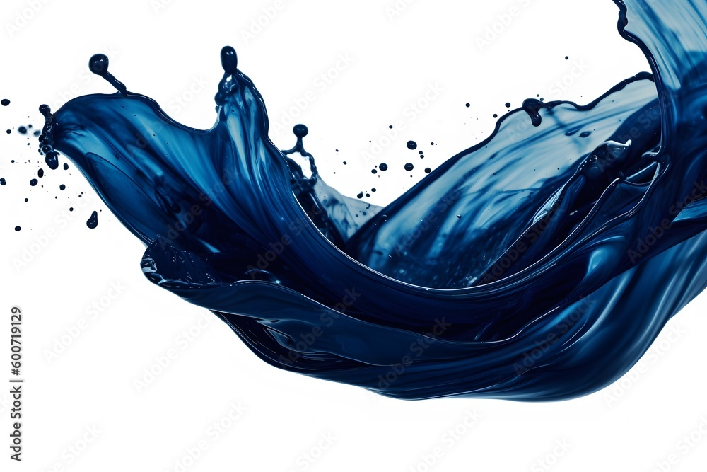 Navy blue liquid waves in abstract brush paint isolated on white ...