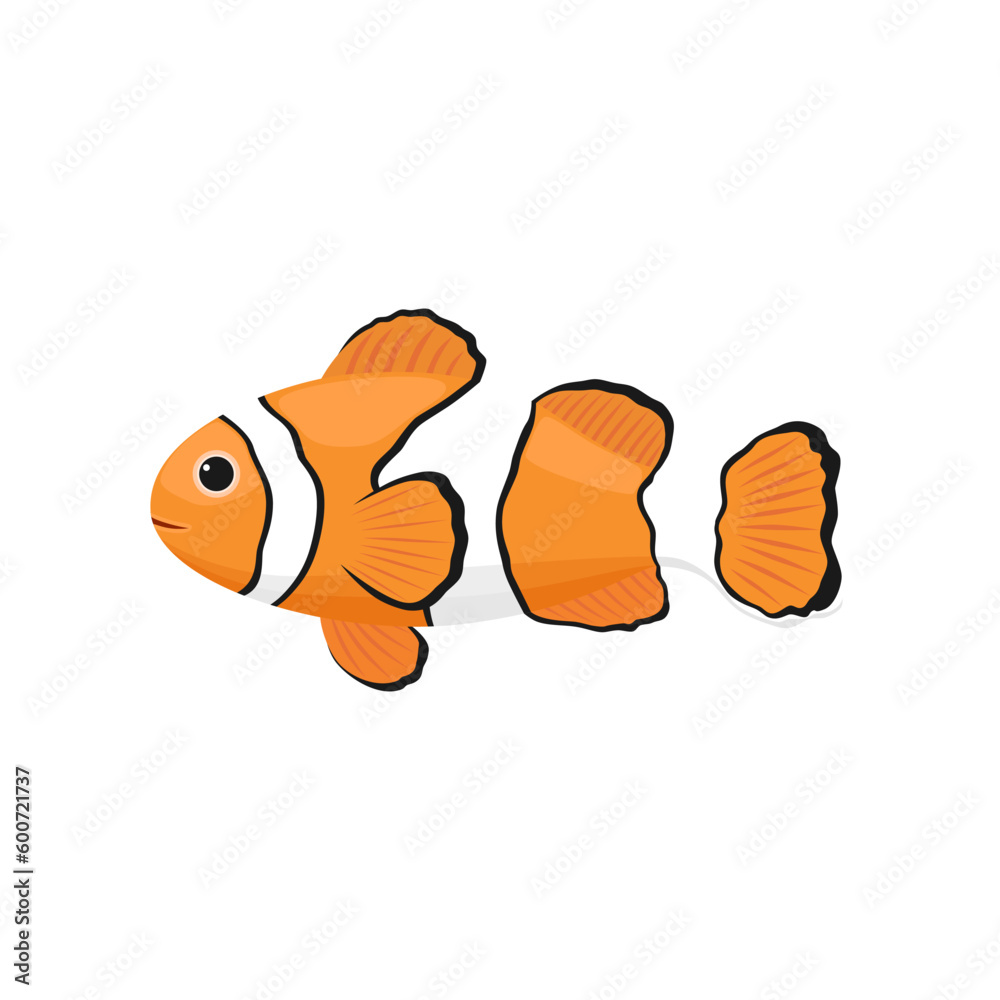 Clownfish isolated on white background. Vector illustration in cartoon ...