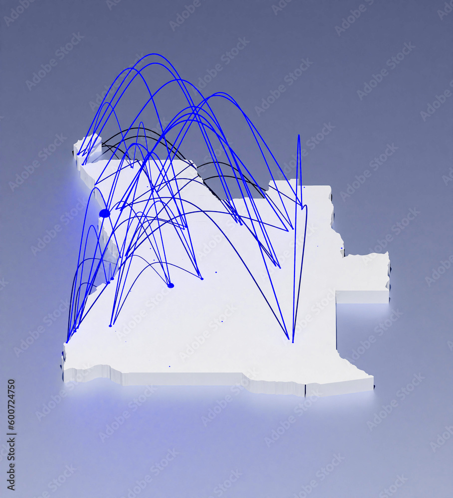 3D render Angola concept map, map of Angola suitable for technology or ...