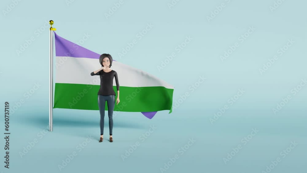 Vidéo Stock Woman waving her hand in front of the Genderqueer pride ...