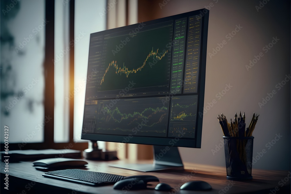 trade financial table market computer workplace graph datum currency ...
