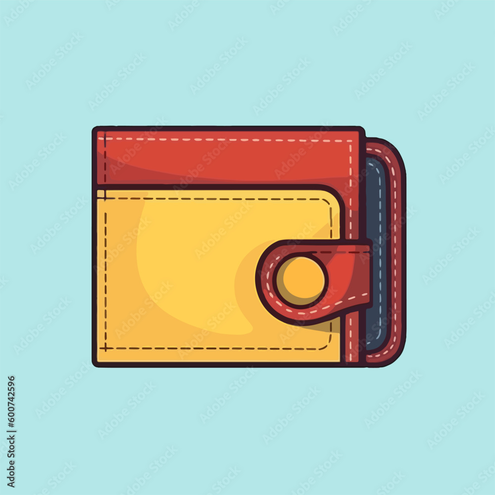 Vector cartoon icon illustration of a wallet, for storing money and ...
