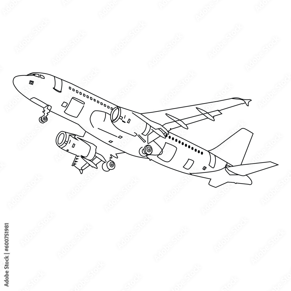 airplanes line art vector illustrations, Line art airplane, airplane ...