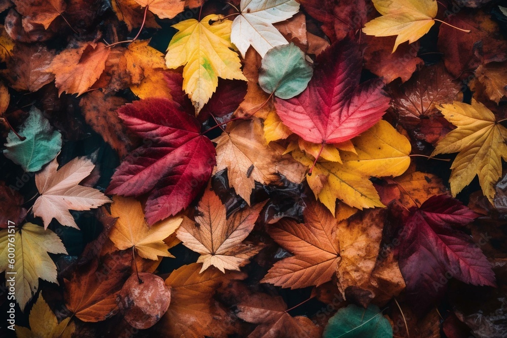 Autumn leaves background for postcards with template design. Generative ...
