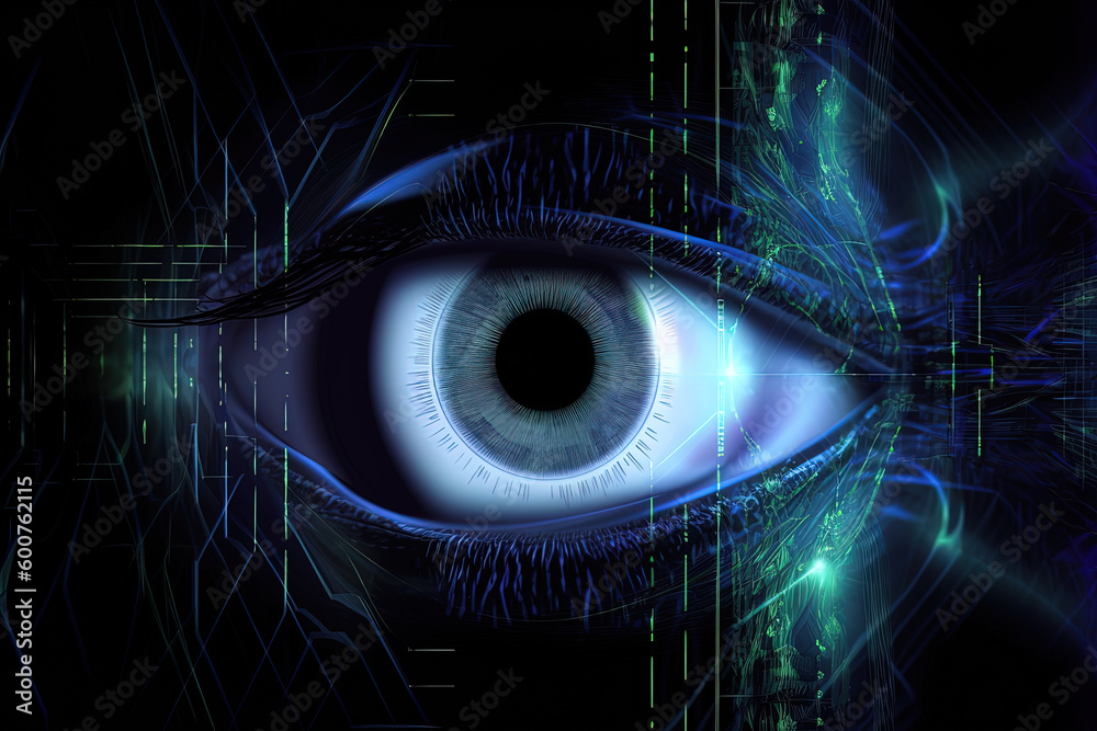 Macro eye with high technology for futuristic virtual reality. Concept ...