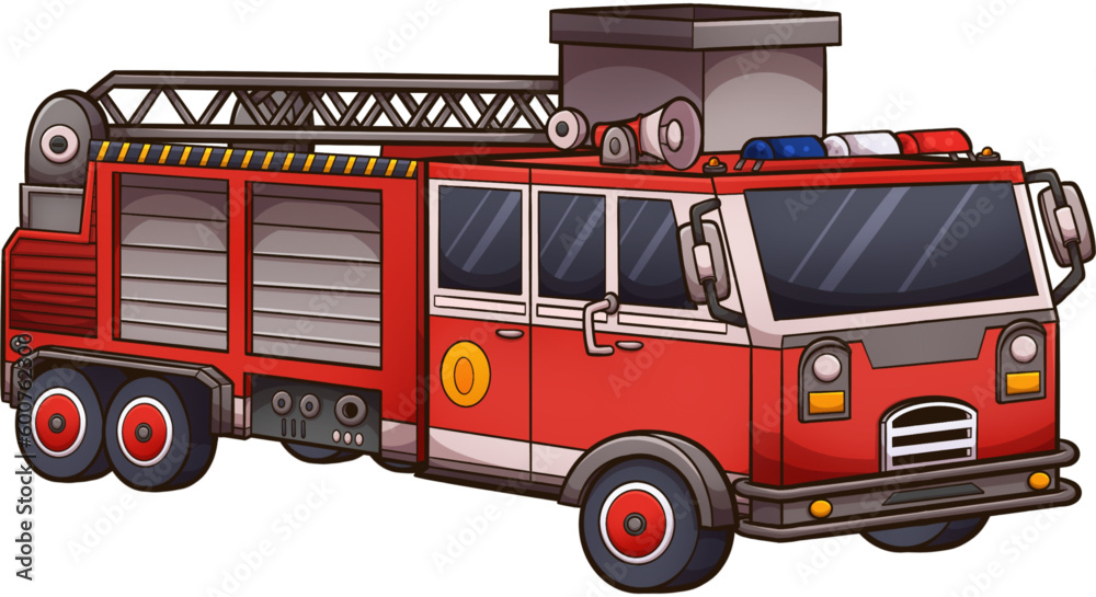 Cartoon Firetruck. Vector clip art illustration with simple gradients ...